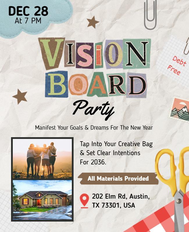 Creative Intentions Vision Board Party Flyer Template