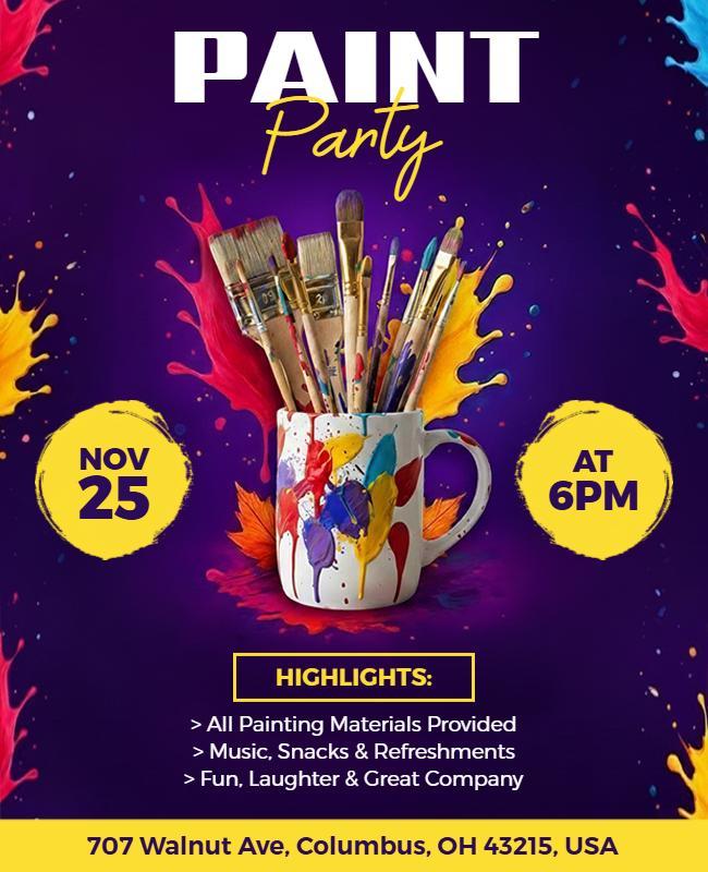 Creative Paint Party Event Flyer Template