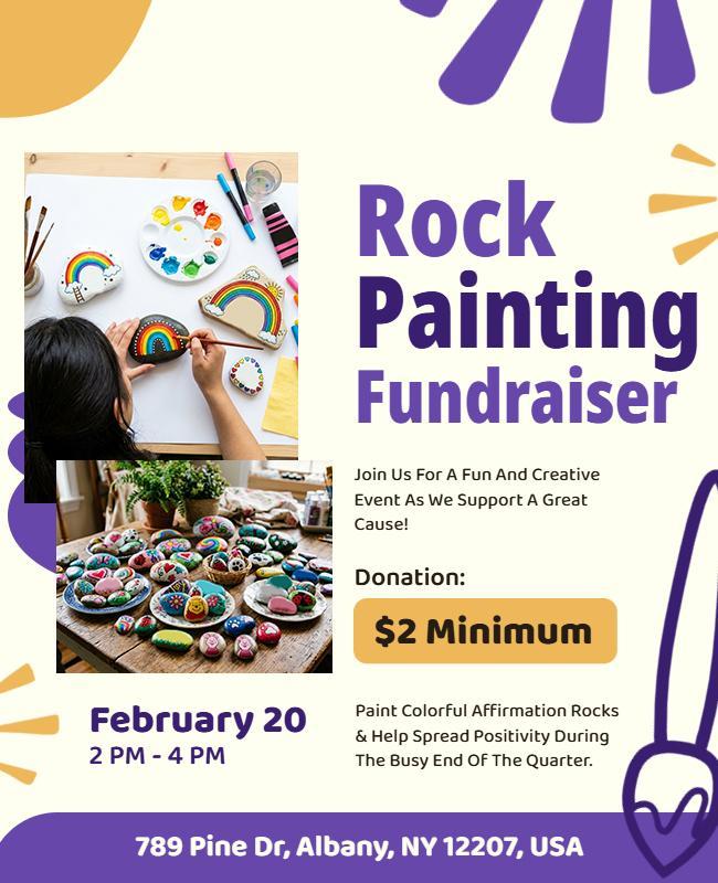 Creative Rock Painting Fundraiser Event Flyer Template