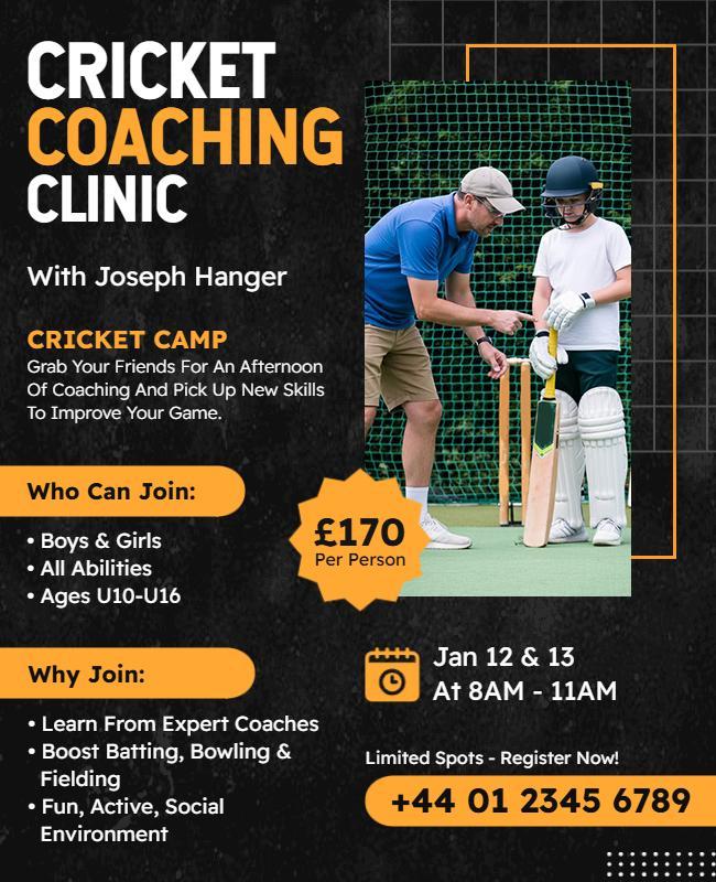 Cricket Coaching Clinic Flyer Template