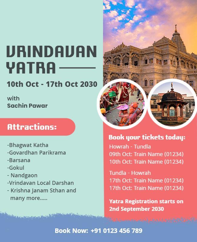 Cultural Celebration of Vrindavan Yatra Travel Poster Template