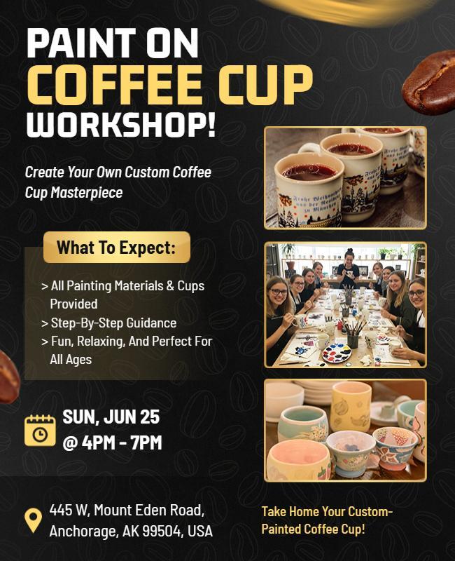 Custom Coffee Cup Painting Workshop Flyer Template