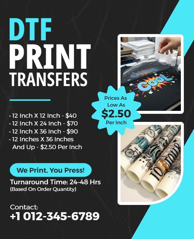 Custom DTF Print Transfers Service Flyer Template
