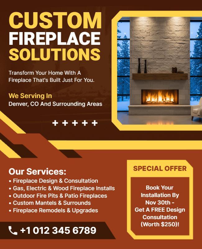 Custom Fireplace Installation Services Flyer Template