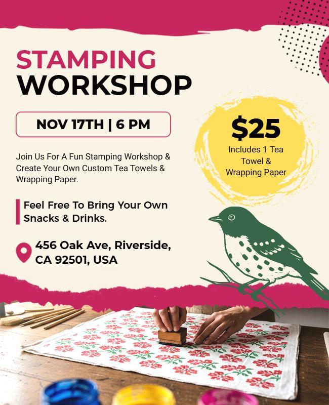 Custom Stamping Workshop Event Flyer Template