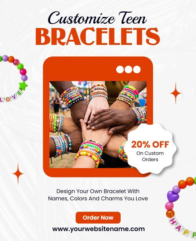 Custom Teen Friendship Bracelets Promotion Flyer Template