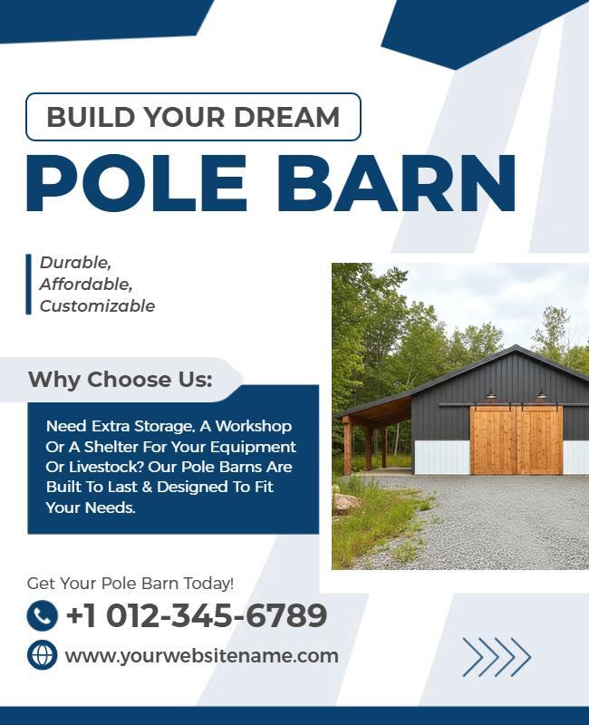 Customizable Pole Barn Construction Flyer Template