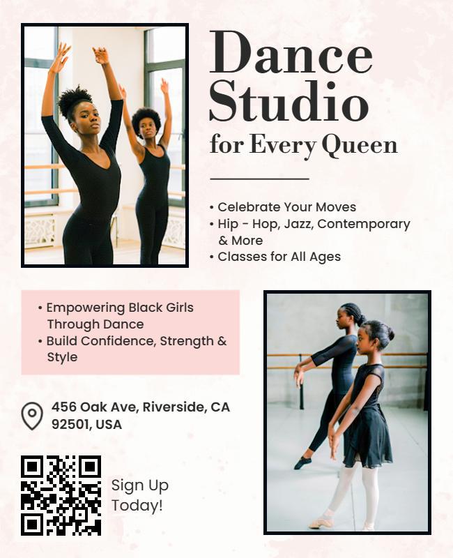 Dance Studio Empowering Black Girls Flyer Template