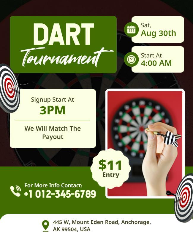Dart Tournament Competition Event Flyer Template