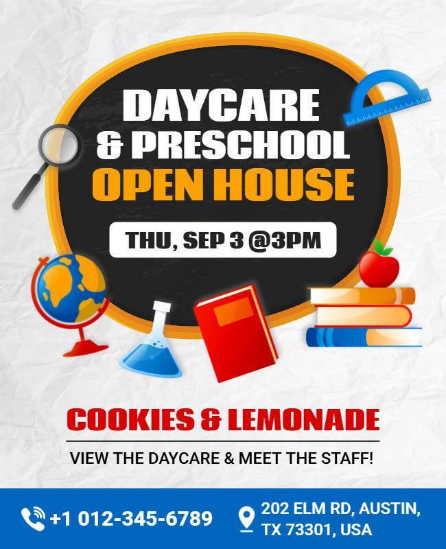 Daycare Preschool Open House Event Flyer Template