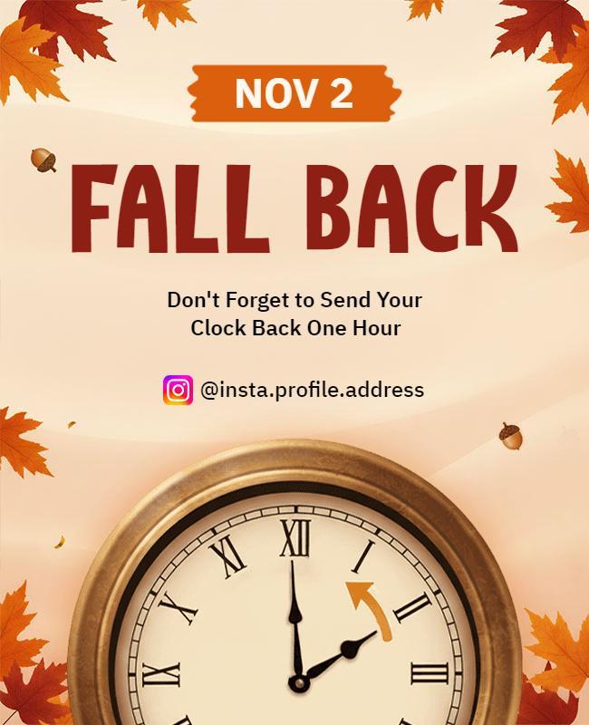 Daylight Saving Time Reminder Fall Back Flyer Template