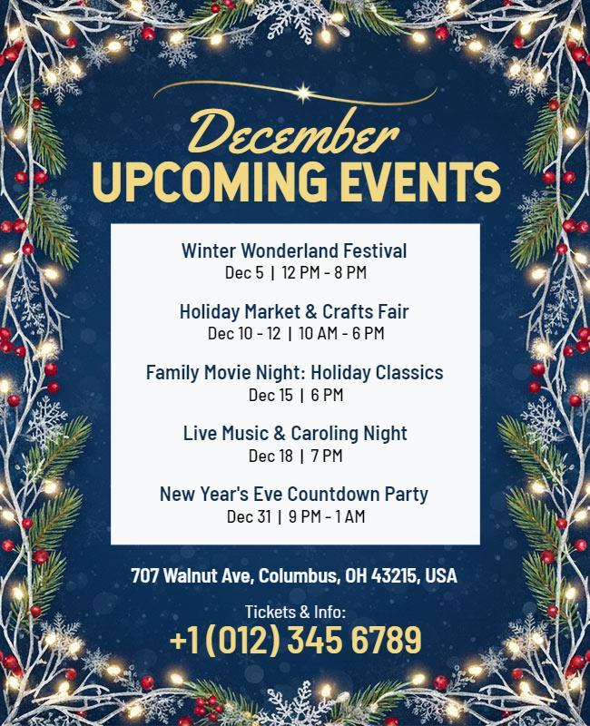 December Holiday Upcoming Events Flyer Template