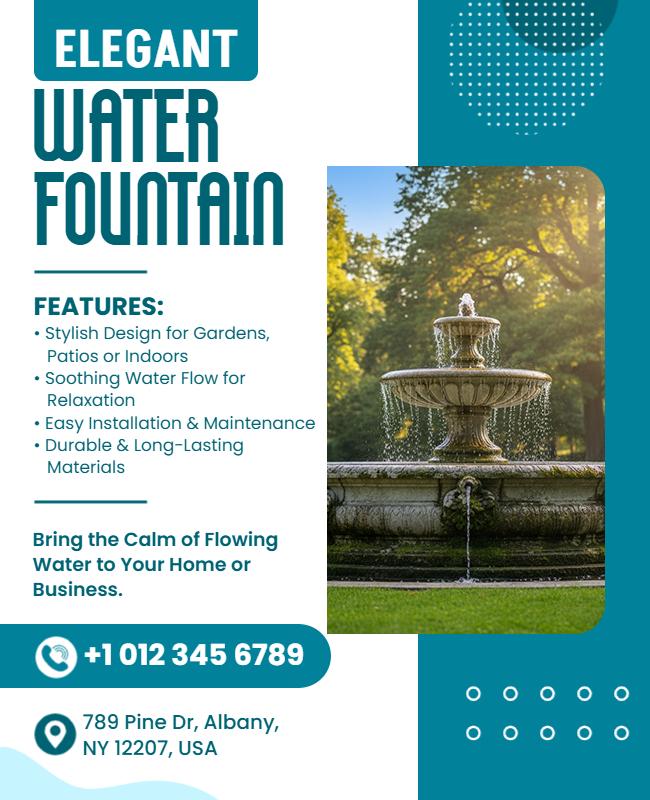 Decorative Water Fountain Promotion Flyer Template