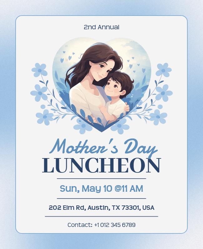Delicate Floral Blue Mother's Day Celebration Flyer Template