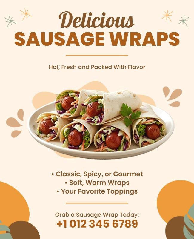 Delicious Gourmet Sausage Wraps Flyer Template
