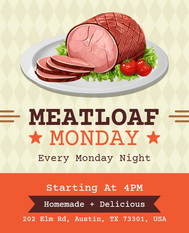 Delicious Meatloaf Monday Dinner Invitation Poster Template