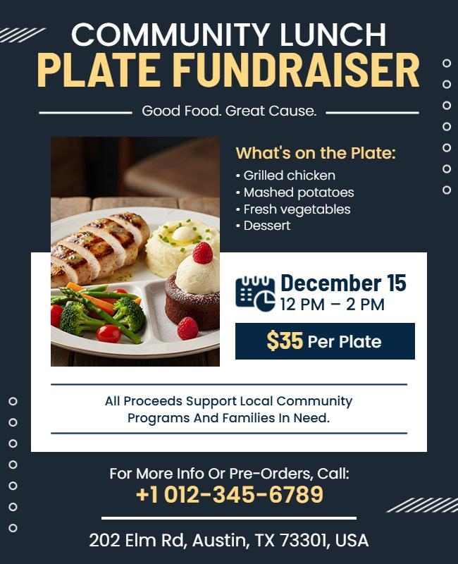 Delicious Plate Fundraiser for Community Lunch Flyer Template