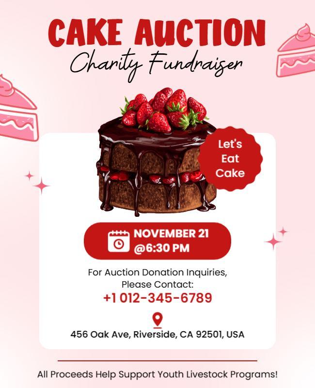 Deliciously Sweet Charity Cake Auction Fundraiser Flyer Template