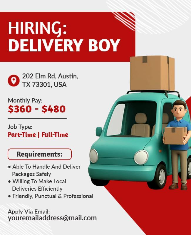 Delivery Boy Job Hiring Flyer Template