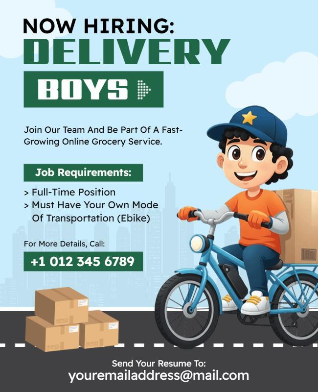 Delivery Boys Jobs Available Now Hiring Flyer Template