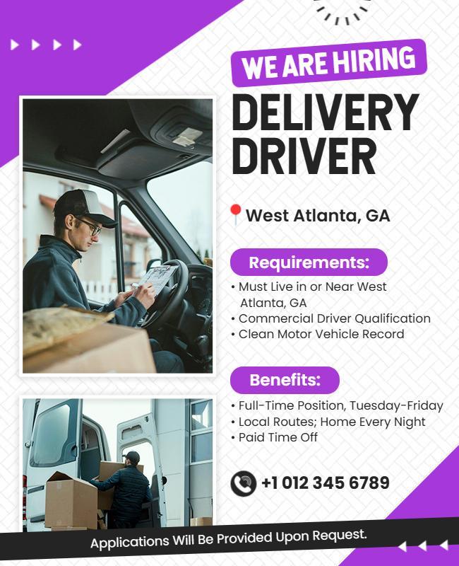 Delivery Driver Job Hiring Flyer Template