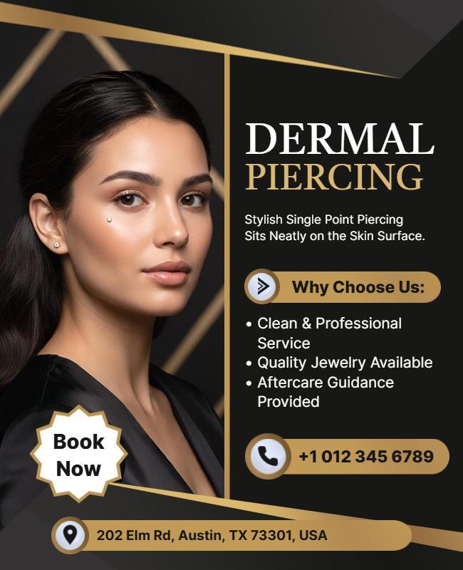 Dermal Piercing Service Promotion Flyer Template