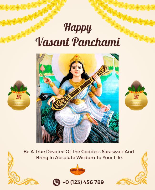Devotional Bright Vasant Panchami Celebration Poster Template