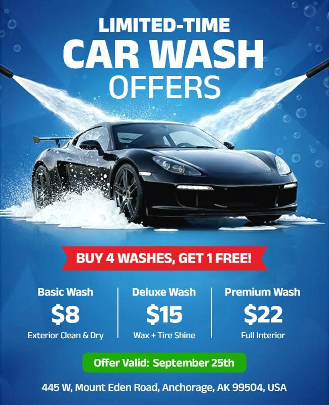 Discounted Car Wash Services Promotional Flyer Template