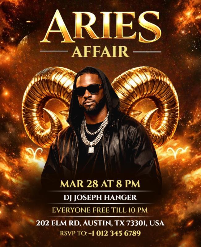 DJ Night Aries Affair Flyer Template