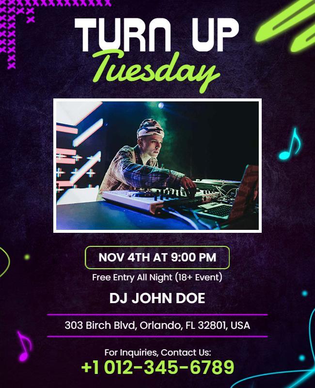 DJ Night Turn up Tuesday Flyer Template