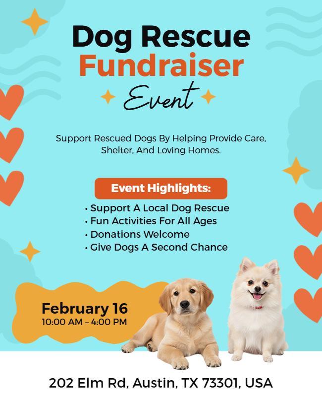 Dog Rescue Fundraiser Charity Event Flyer Template