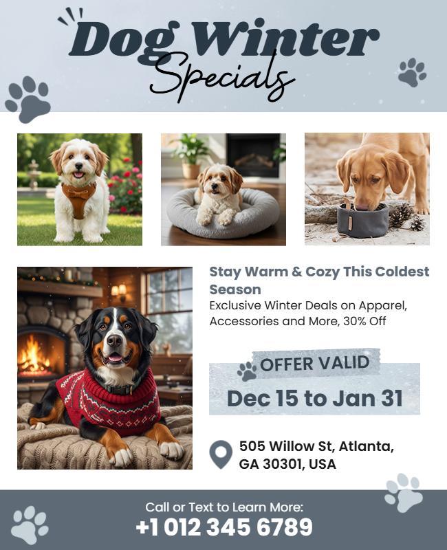 Dog Winter Apparel Promotion Flyer Template