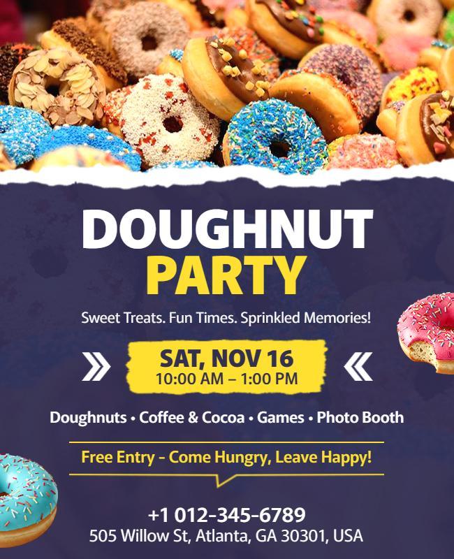 Doughnut Party Event Celebration Flyer Template