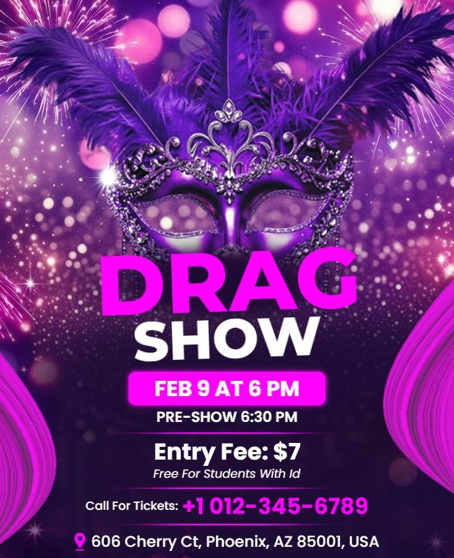 Drag Show Event Invitation Flyer Template