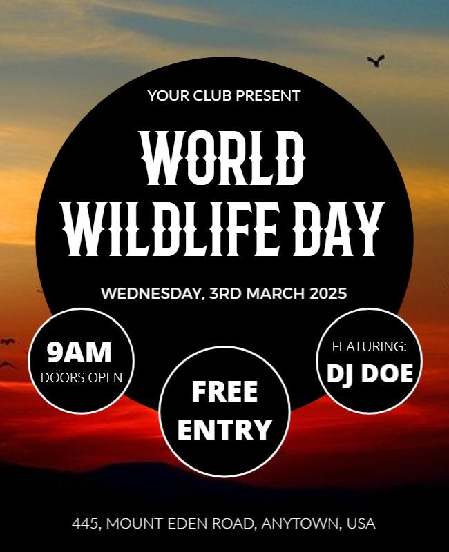 Dramatic Sunset Wildlife Conservation Event Poster Template