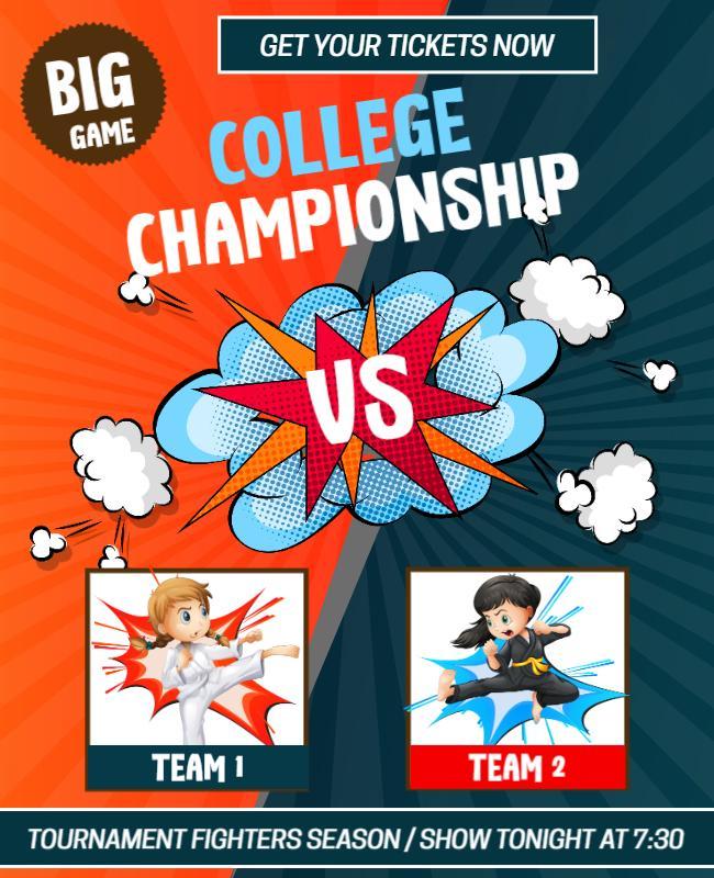 Dynamic Action-Packed College Championship Game Poster Template