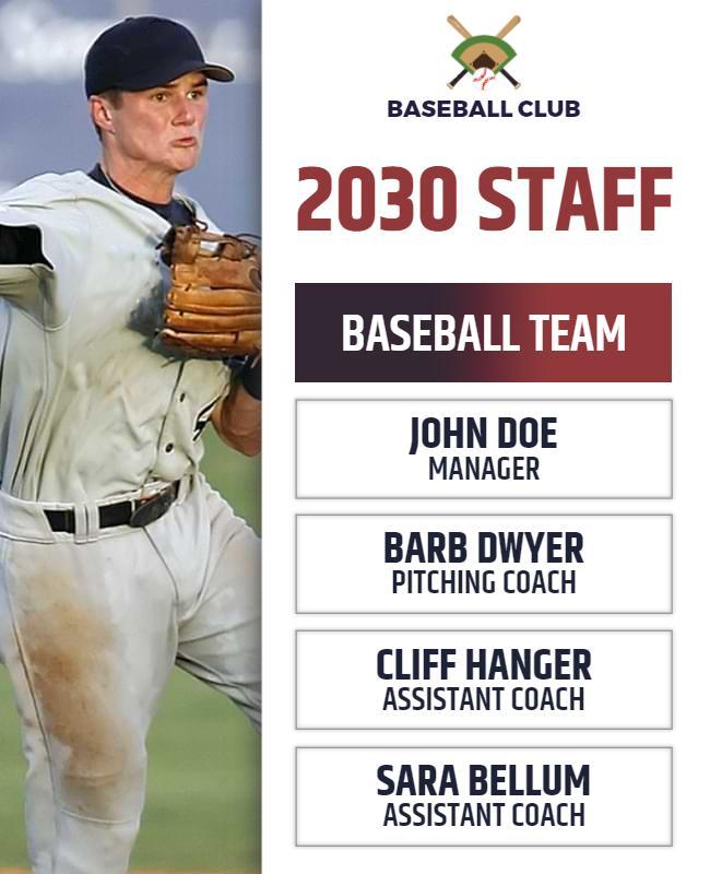 Dynamic Baseball Team Staff Roster Poster Template