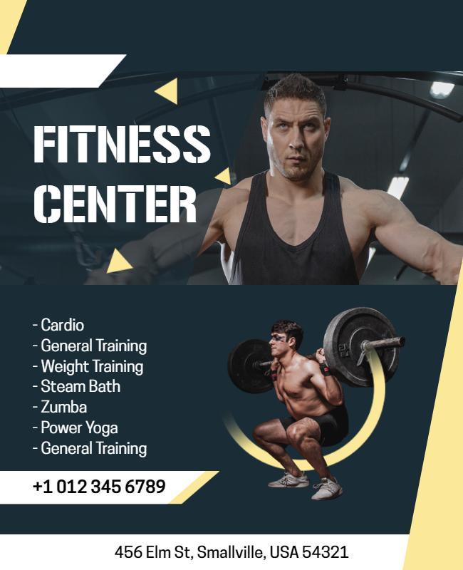 Dynamic Black Fitness Center Training Program Poster Template