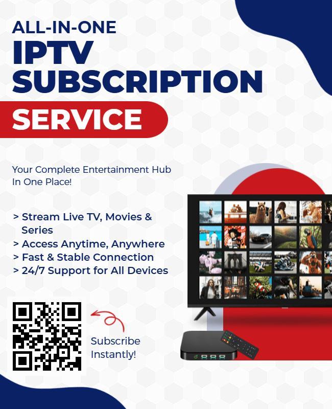 Dynamic Blue and Red IPTV Streaming Service Flyer Template