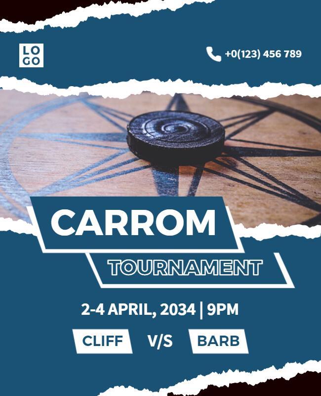 Dynamic Blue Carrom Tournament Competition Poster Template