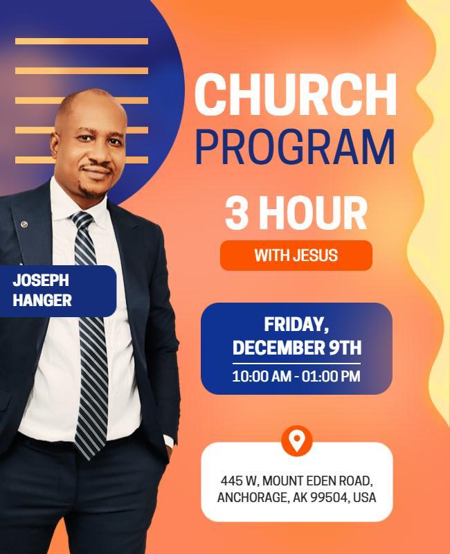 Dynamic Blue Church Program Event Poster Template