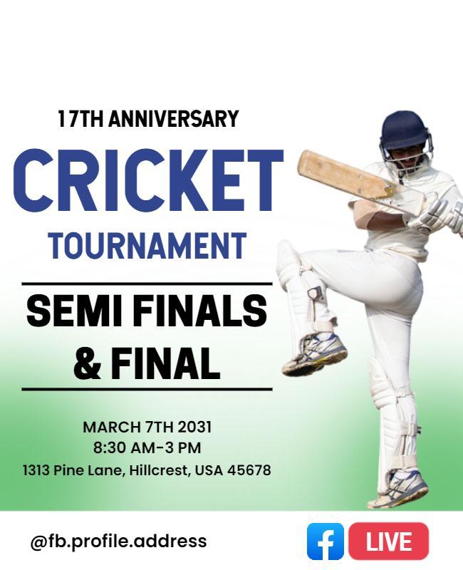 Dynamic Blue Cricket Tournament Semi Finals and Final Poster Template