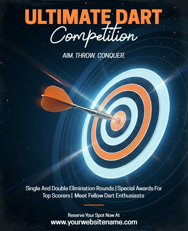 Dynamic Blue Dart Target Challenge Event Flyer Template