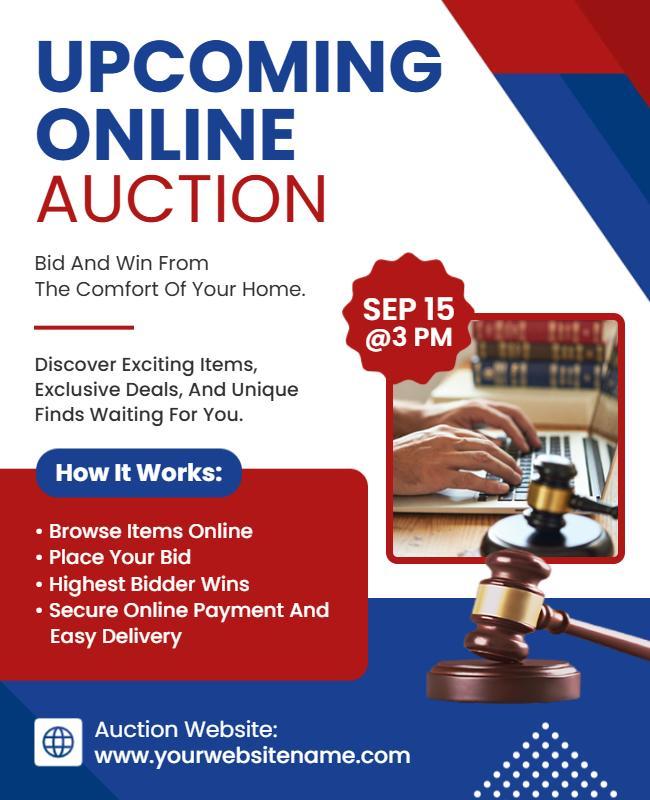 Dynamic Blue Digital Bidding Event Auction Flyer Template