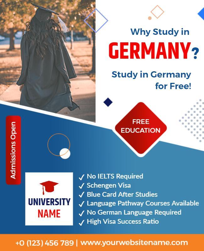 Dynamic Blue Educational Opportunities in Germany Poster Template