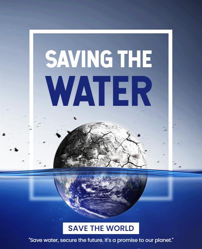 Dynamic Blue Environmental Awareness Water Conservation Poster Template
