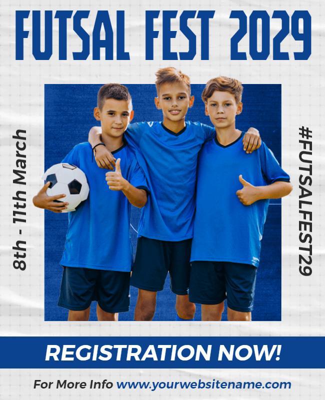 Dynamic Blue Futsal Festival Registration Poster Template