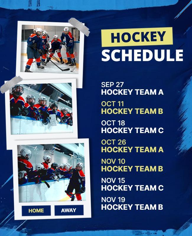 Dynamic Blue Ice Hockey Schedule Event Poster Template