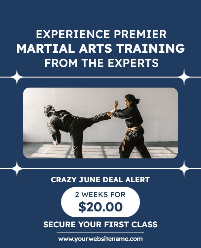 Dynamic Blue Martial Arts Training Deal Poster Template