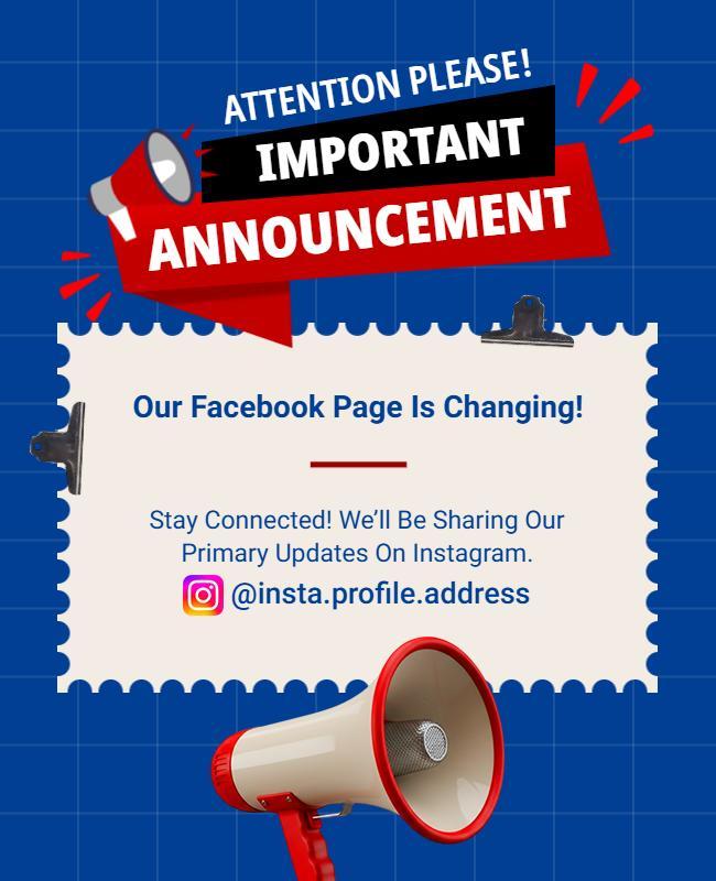 Dynamic Blue Social Media Update Announcement Flyer Template